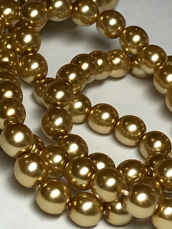 75 6mm gold round glass pearl beads Preciosa 70486 | Etsy