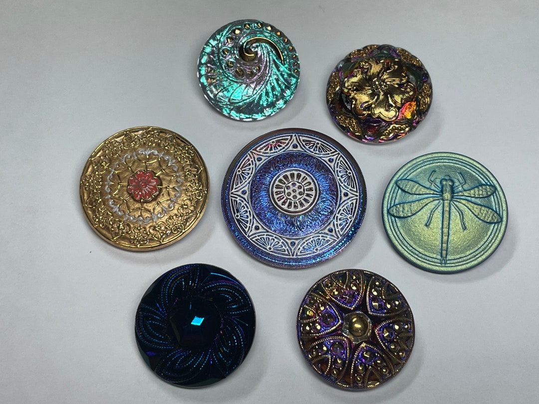 Large Czech Glass Hand Painted Buttons, 1 Piece - Etsy