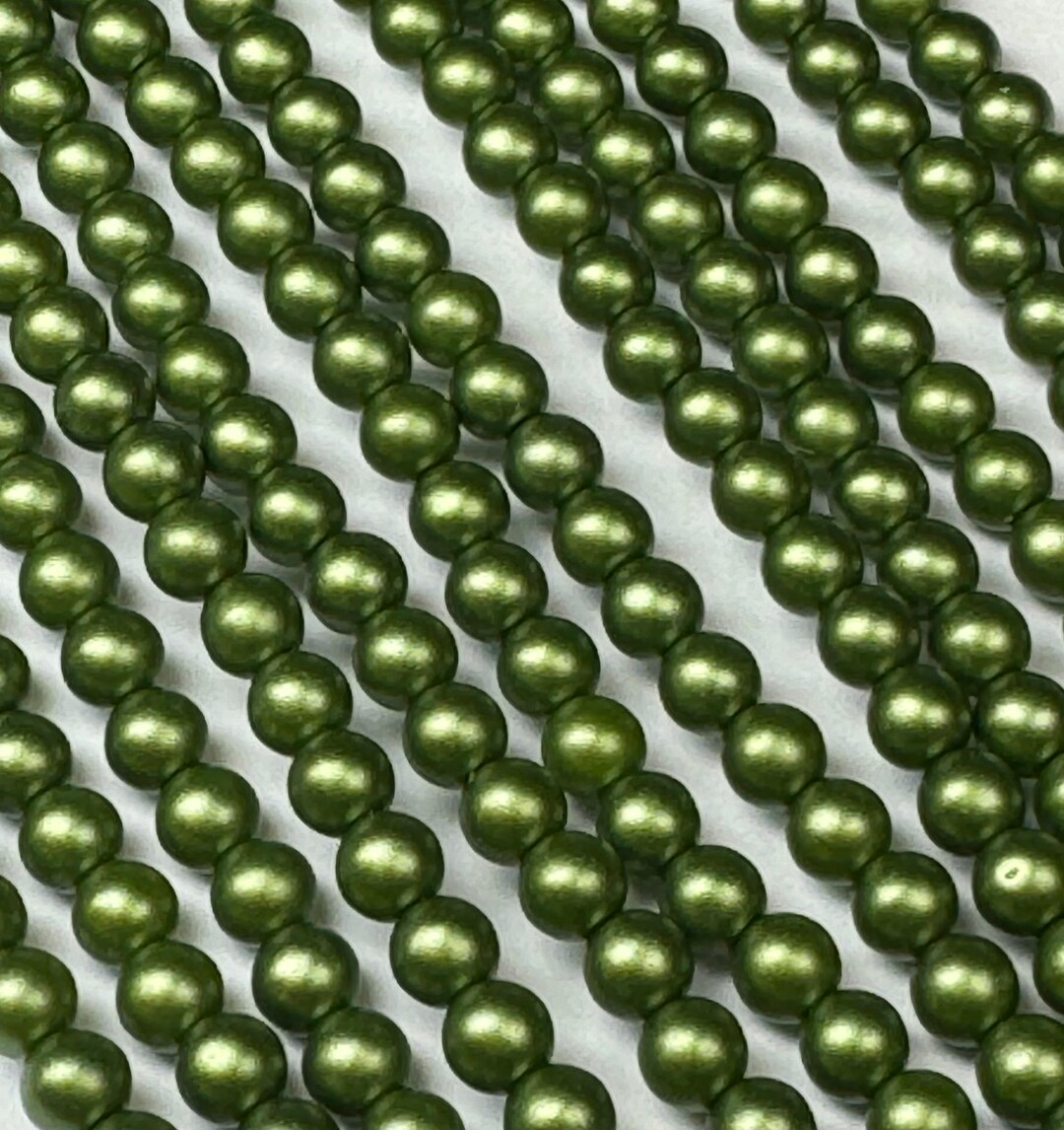 100 4mm Olive Round Czech Glass Pearls - Etsy