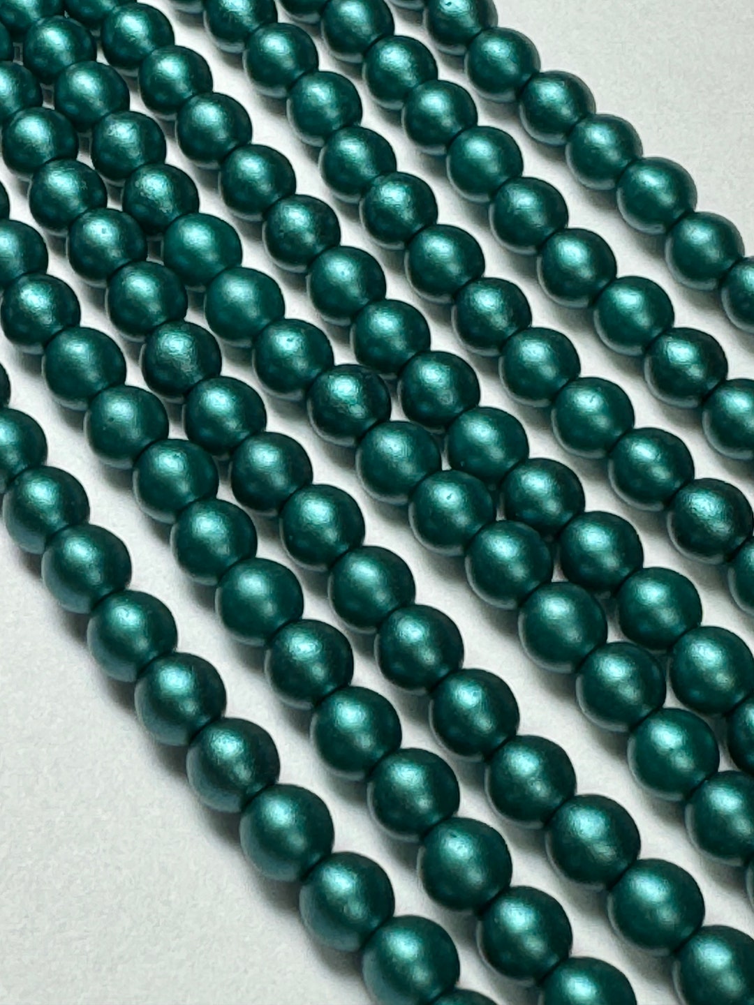 50 4mm Teal Round Czech Glass Pearls - Etsy