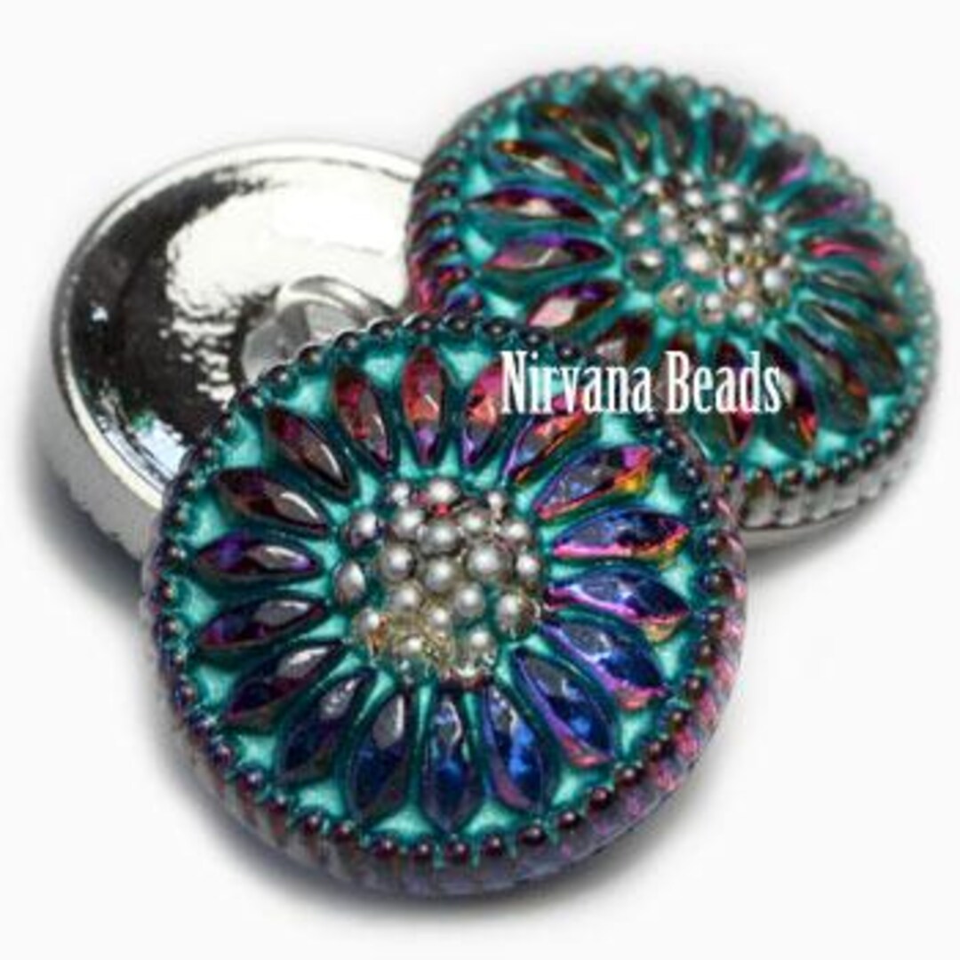 18mm Czech Glass Hand Painted Daisy Button With Shank, 1 Piece - Etsy