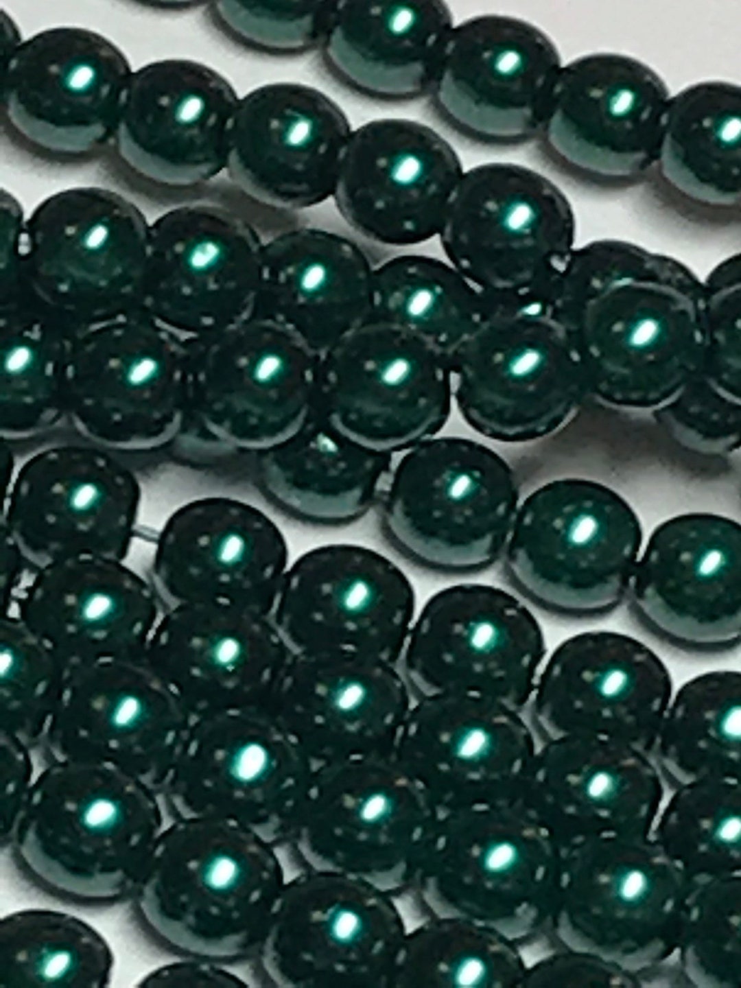 120 4mm Deep Emerald Green Round Glass Pearls - Etsy