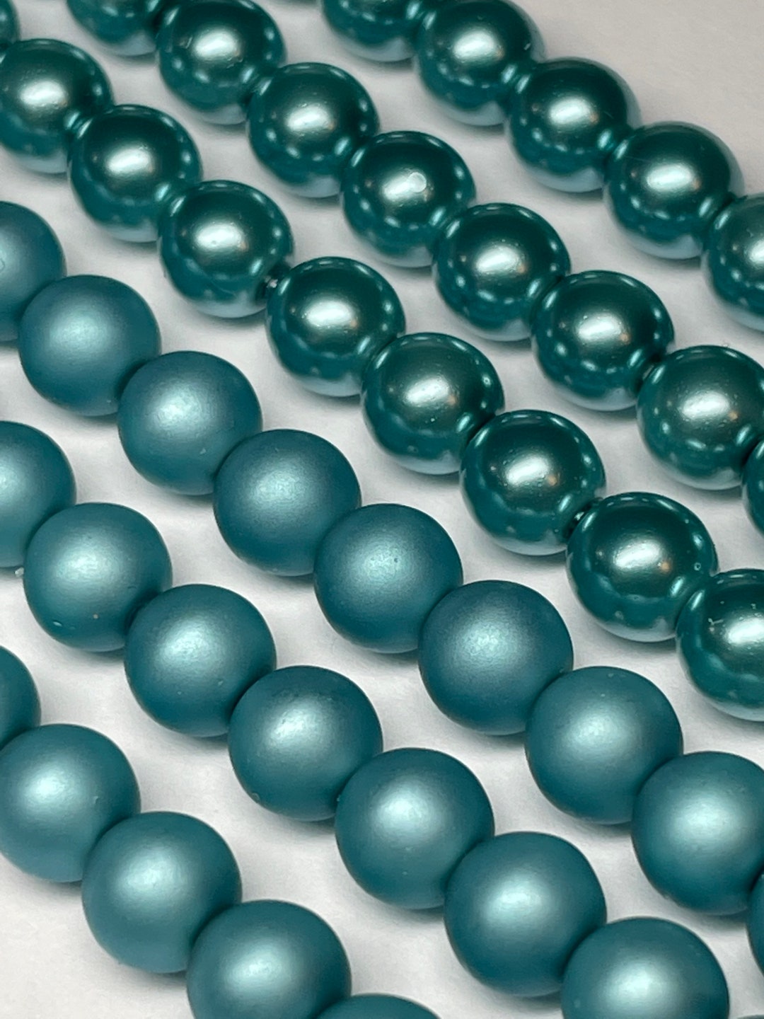 75 6mm Cerulean Shiny, Matte, Glass Pearls, Made in the Czech Republic ...