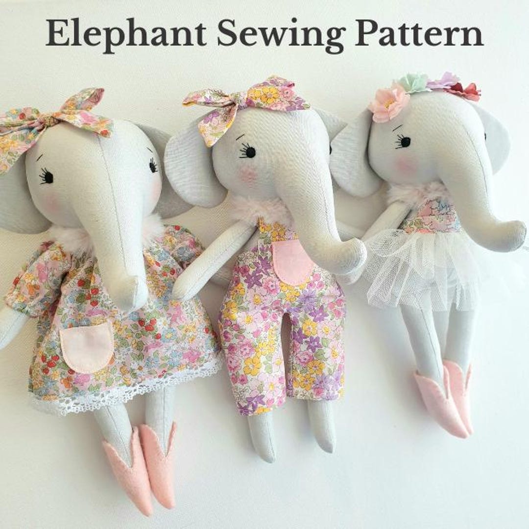 Elephant Plush Sewing Pattern PDF, Beginner Soft Toy Tutorial, DIY Baby ...