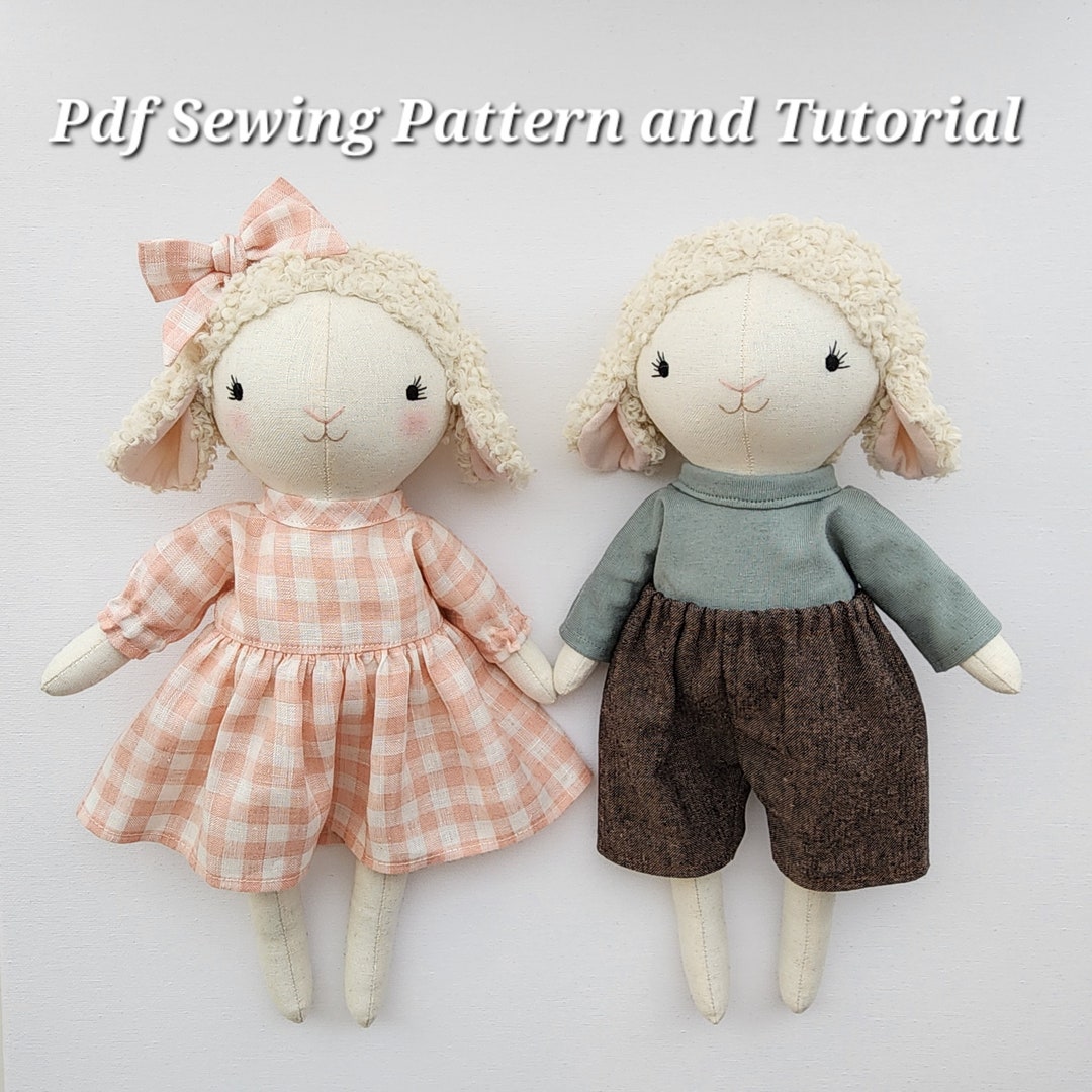 Lamb Doll PDF Sewing Pattern Stuffed Lamb Plush DIY Beginner Tutorial ...