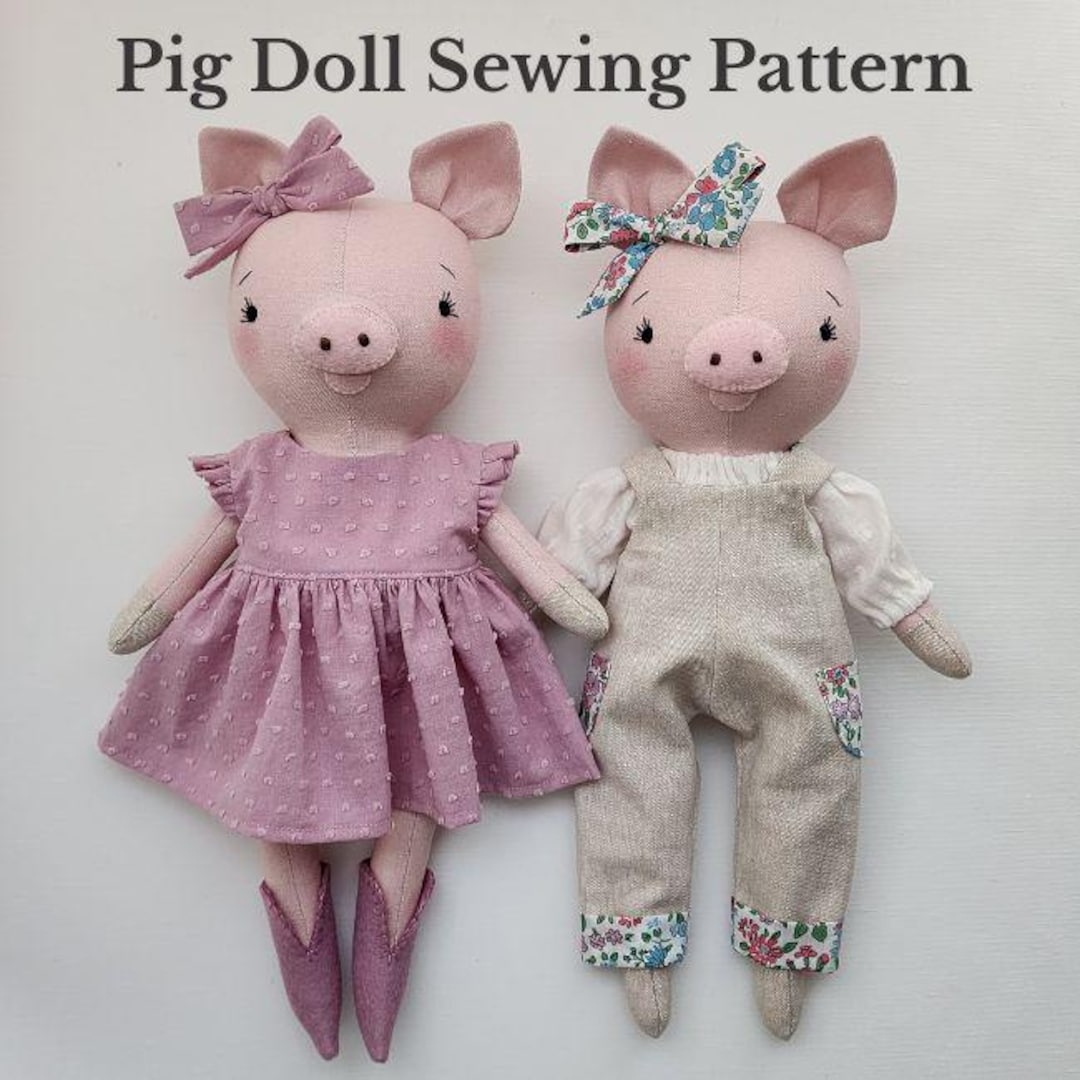 Pig Doll Sewing Pattern PDF Tutorial, Stuffed Pig Plush, Beginner Soft ...