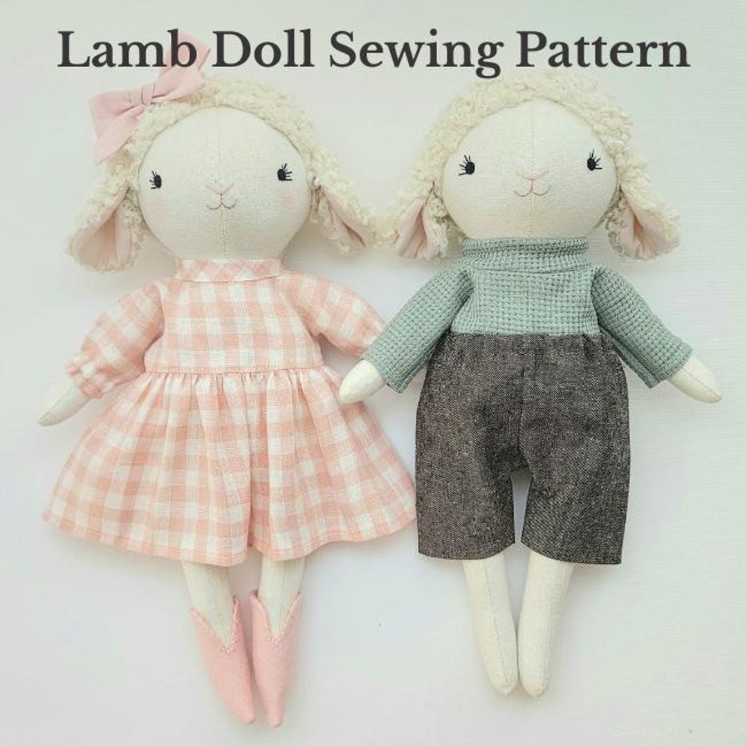 Lamb Doll Sewing Pattern PDF Nursery Soft Plush Toy With Clothes ...