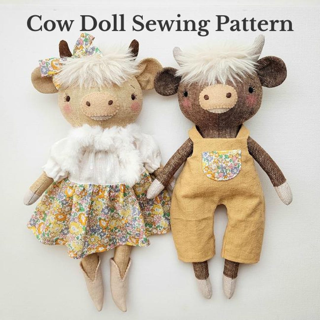 Highland Cow Doll Sewing Pattern PDF, Beginner Plush Toy Tutorial, Farm ...