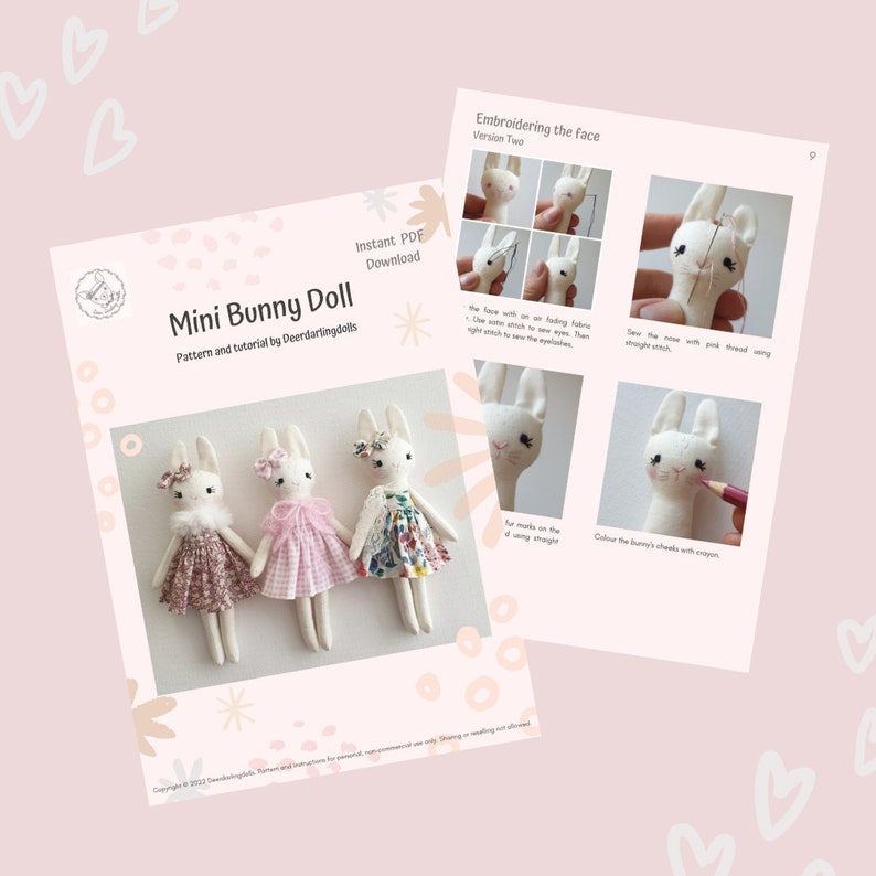 Mini Bunny Doll Sewing Pattern PDF Tutorial Plush Rabbit Soft Toy ...