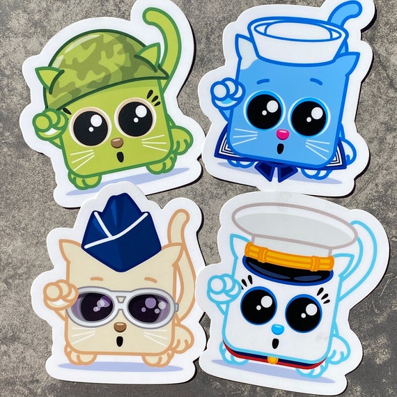 Military Branches Squaredy Cats Stickers set of All 4 - Etsy