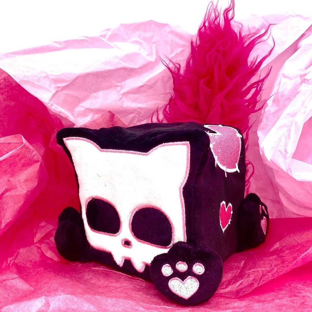 Jolly Cat the Cute Scary Jolly Roger Skull Styled Pink and Black Plush ...