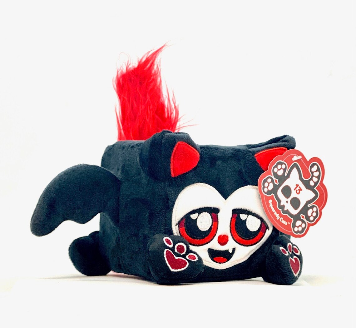 Lucky 13 (BAT LUCK) the Black Bat Cat Plush Kitty by Squaredy Cats is a ...
