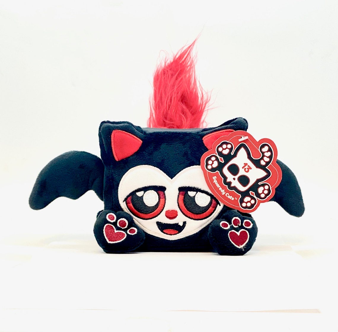 Lucky 13 (BAT LUCK) the Black Bat Cat Plush Kitty by Squaredy Cats is a ...