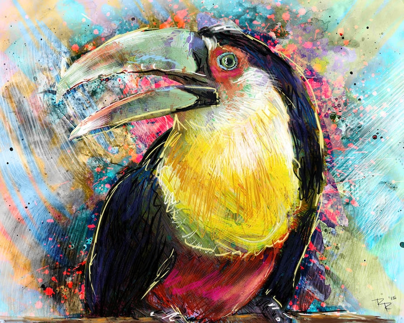 Arte tucán Pintura de aves Arte tropical - Etsy España