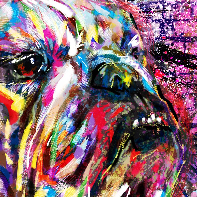 Bulldog Art, Bulldog Canvas, English Bulldog Painting - Etsy