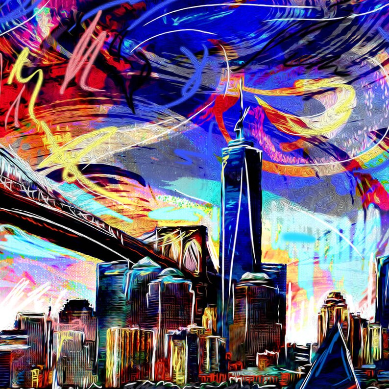 New York Skyline Art Print, Skyline Art, NY Artwork - Etsy