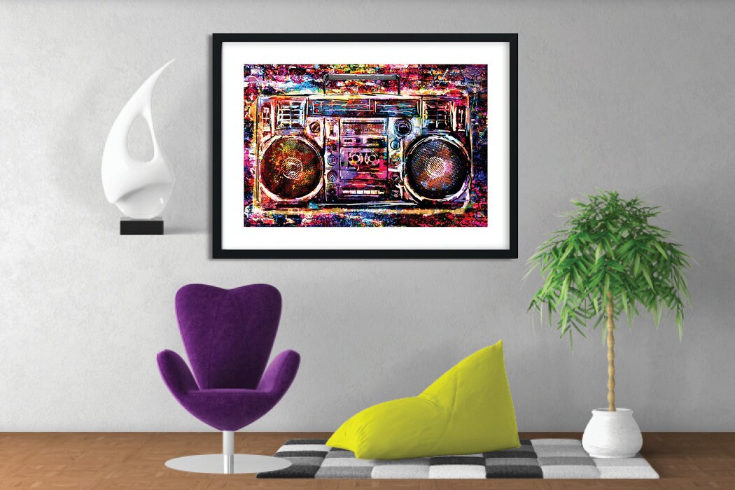 Boombox Art Print Music art Radio Artwork | Etsy
