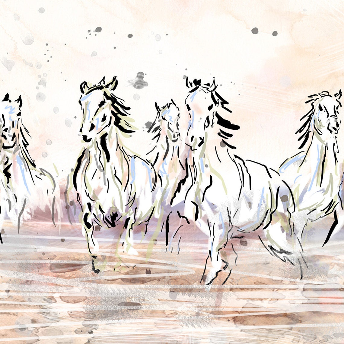 Horses Running Art Wild Horses Print Horse Wall Art | Etsy