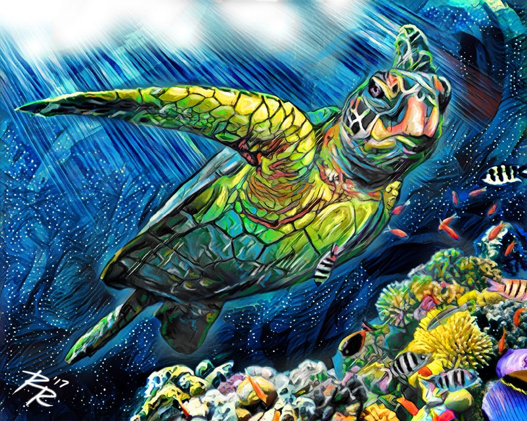 Sea Turtle Art, Ocean Painting, Turtle Art Print - Etsy