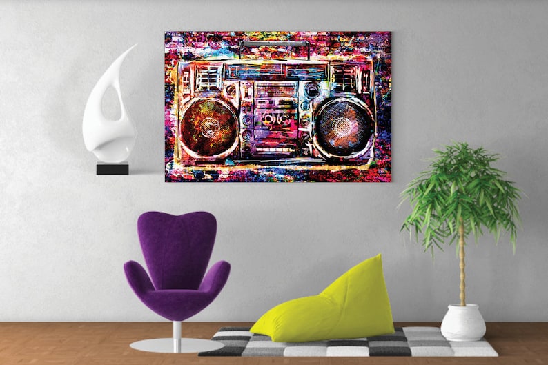 Boombox Art Music art Radio Canvas Stereo Painting | Etsy