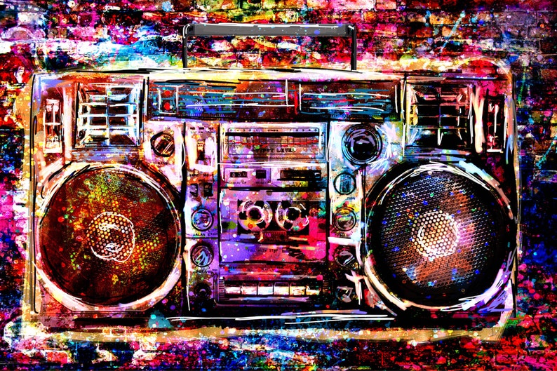 Boombox Art Music art Radio Canvas Stereo Painting | Etsy