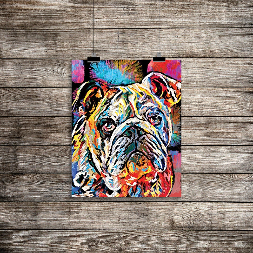 English Bulldog Print Bulldog Painting Dog Art Print | Etsy