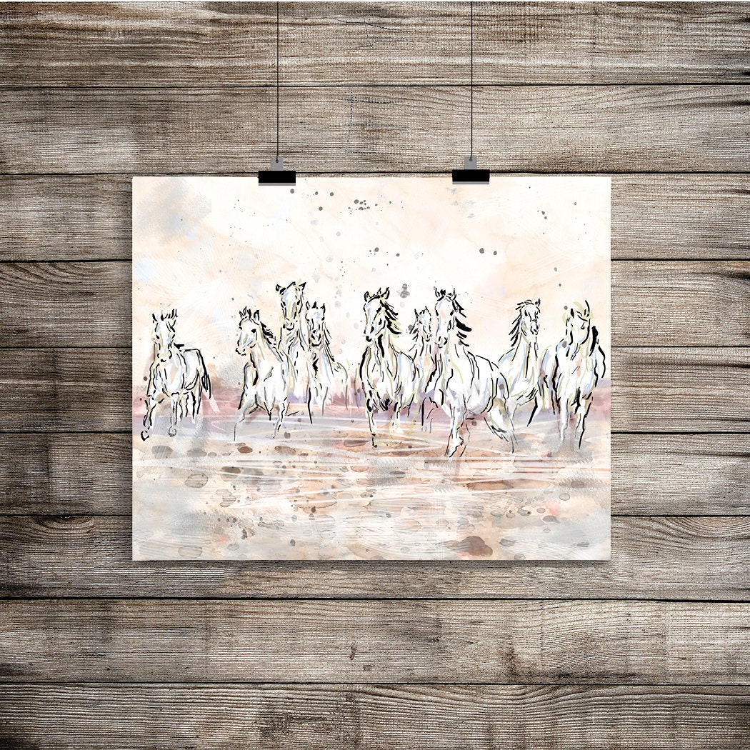 Horses Running Art, Wild Horses Print, Horse Wall Art - Etsy
