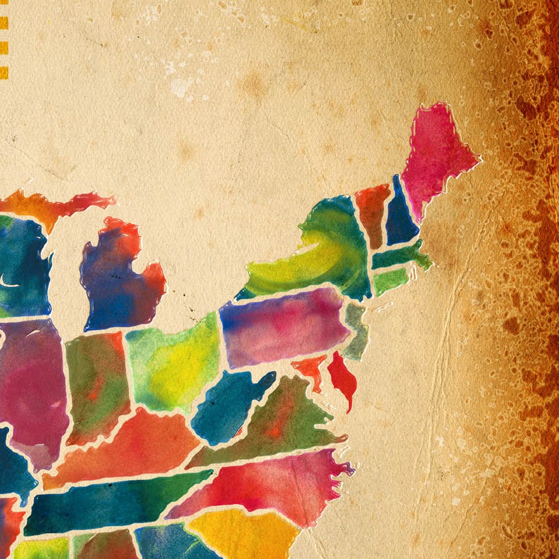 United States Map Art United States Painting US watercolor | Etsy