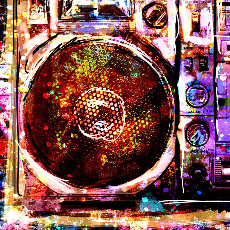 Boombox Art Print Music Art Radio Artwork - Etsy