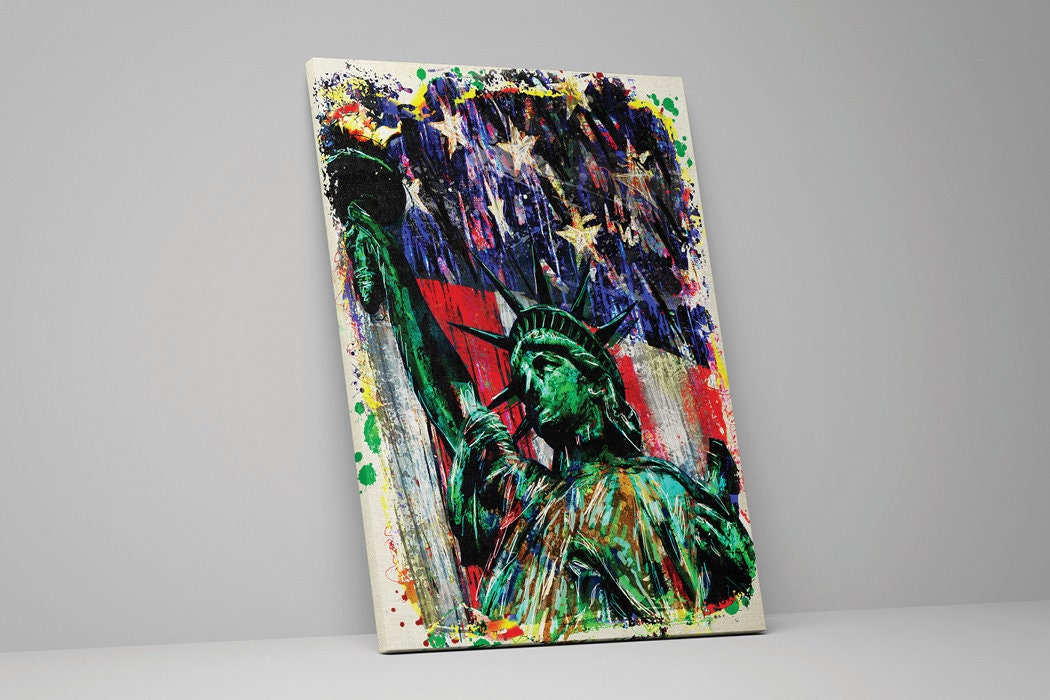 Statue of Liberty Canvas Art, USA Canvas, American Flag Painting - Etsy