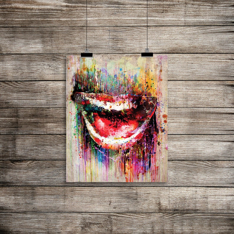 Smile Artwork Mouth Art Print Lips Painting - Etsy