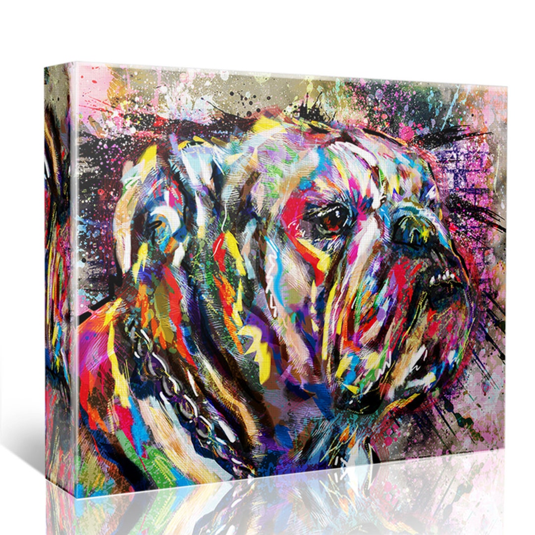 Bulldog Art, Bulldog Canvas, English Bulldog Painting - Etsy