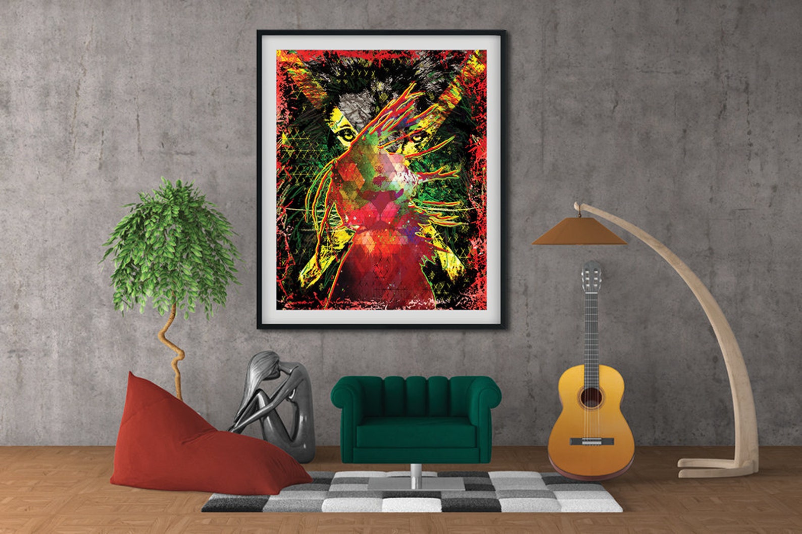 Jamaican Art, Reggae Artwork, Lion Painting - Etsy