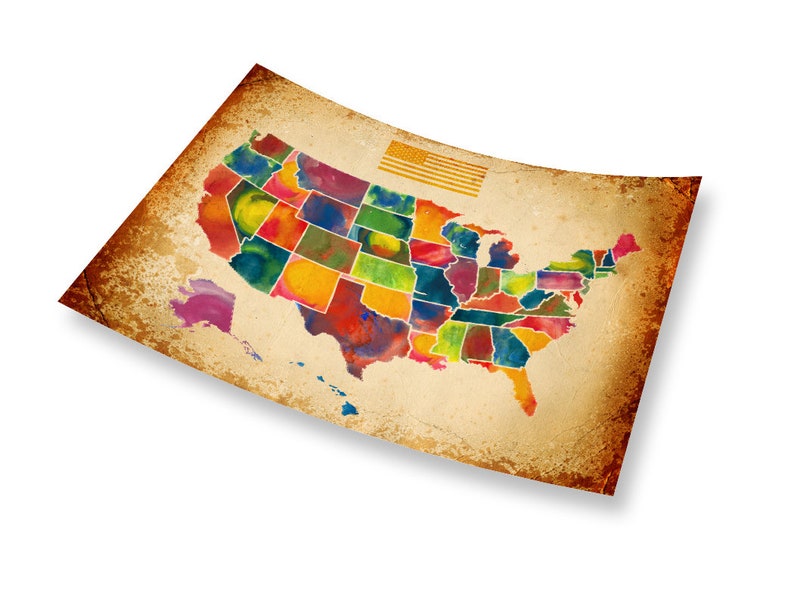 United States Map Art United States Painting US watercolor | Etsy