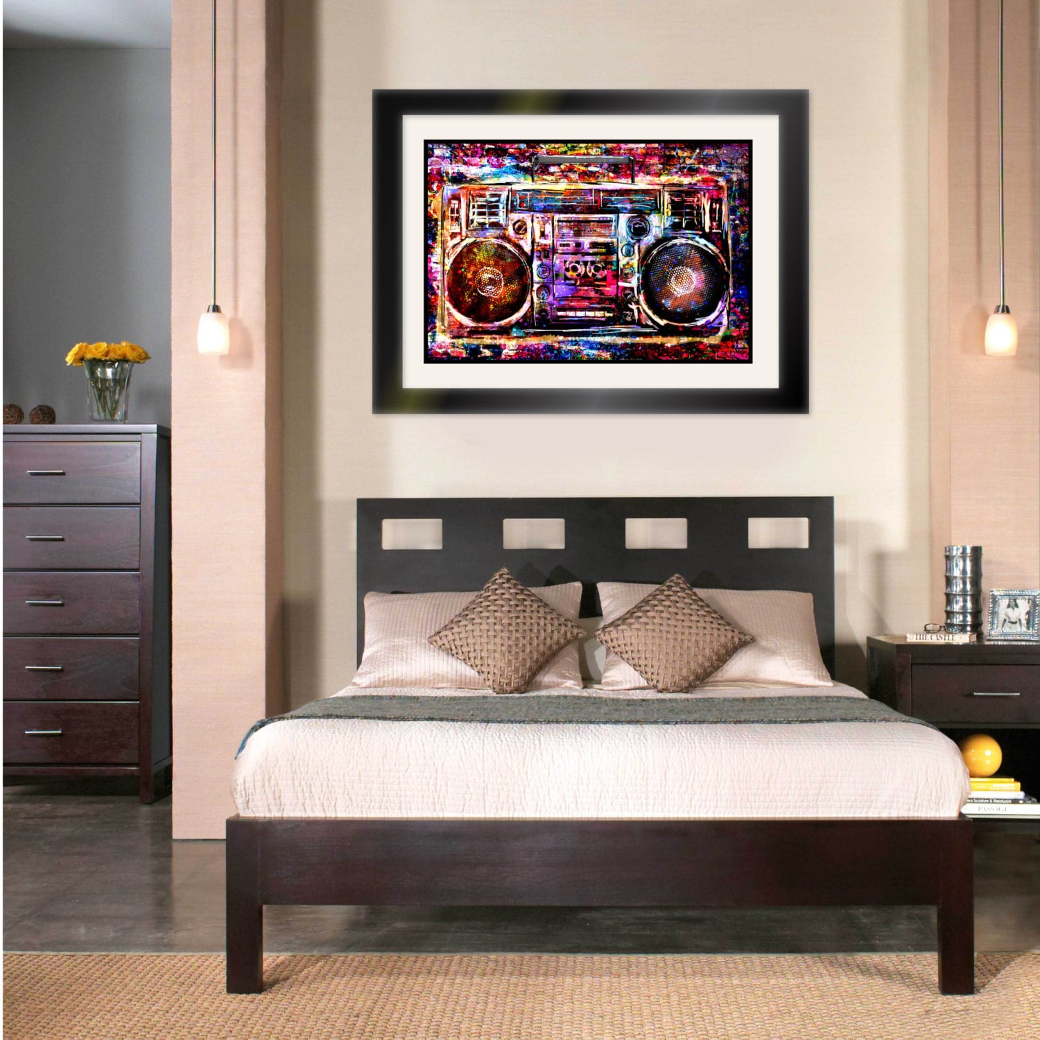 Boombox Art Print Music art Radio Artwork | Etsy