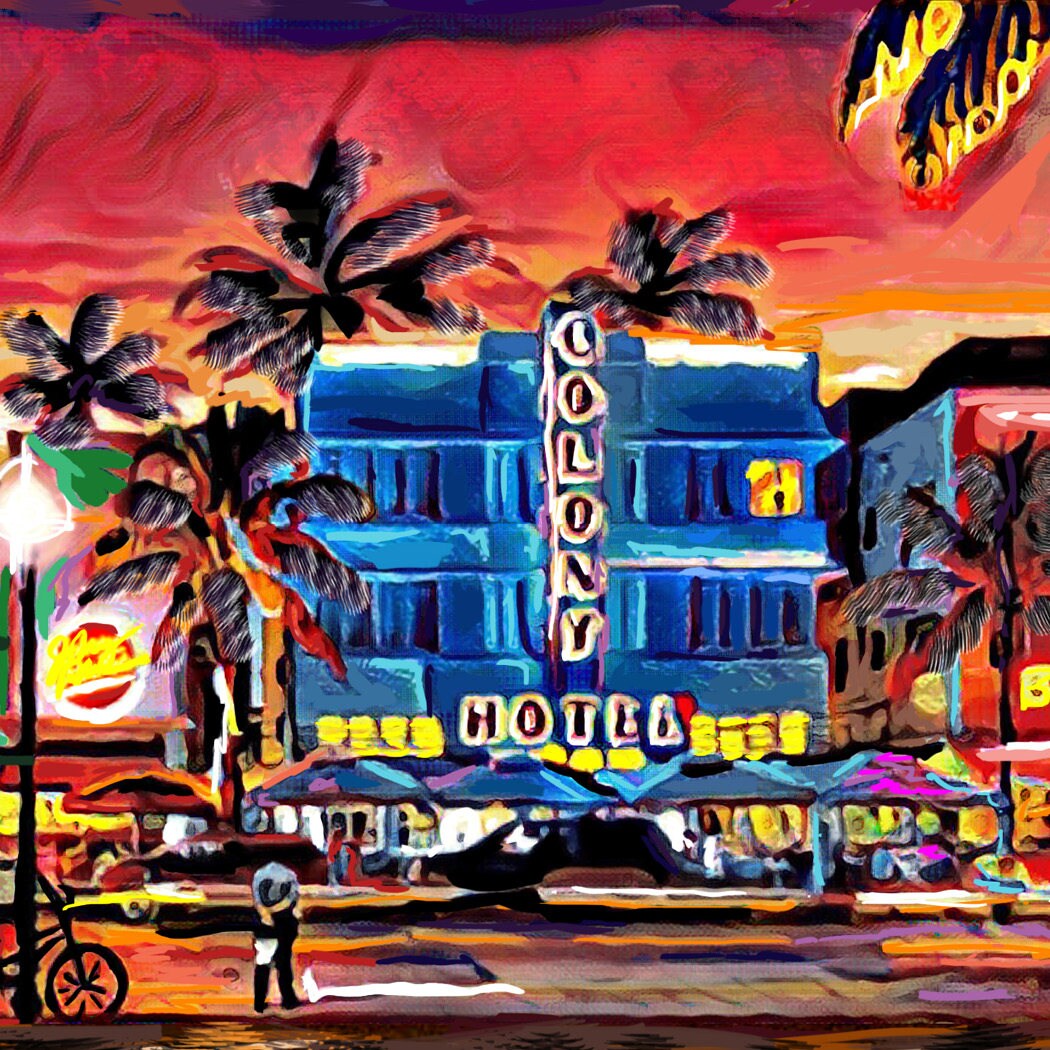 South Beach Art Print Miami Art Colorful Beach Painting - Etsy