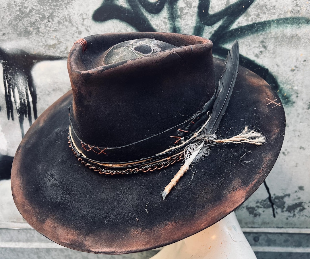 BAD to the BONE Custom Vintage Distressed Cowboy Hat - Etsy