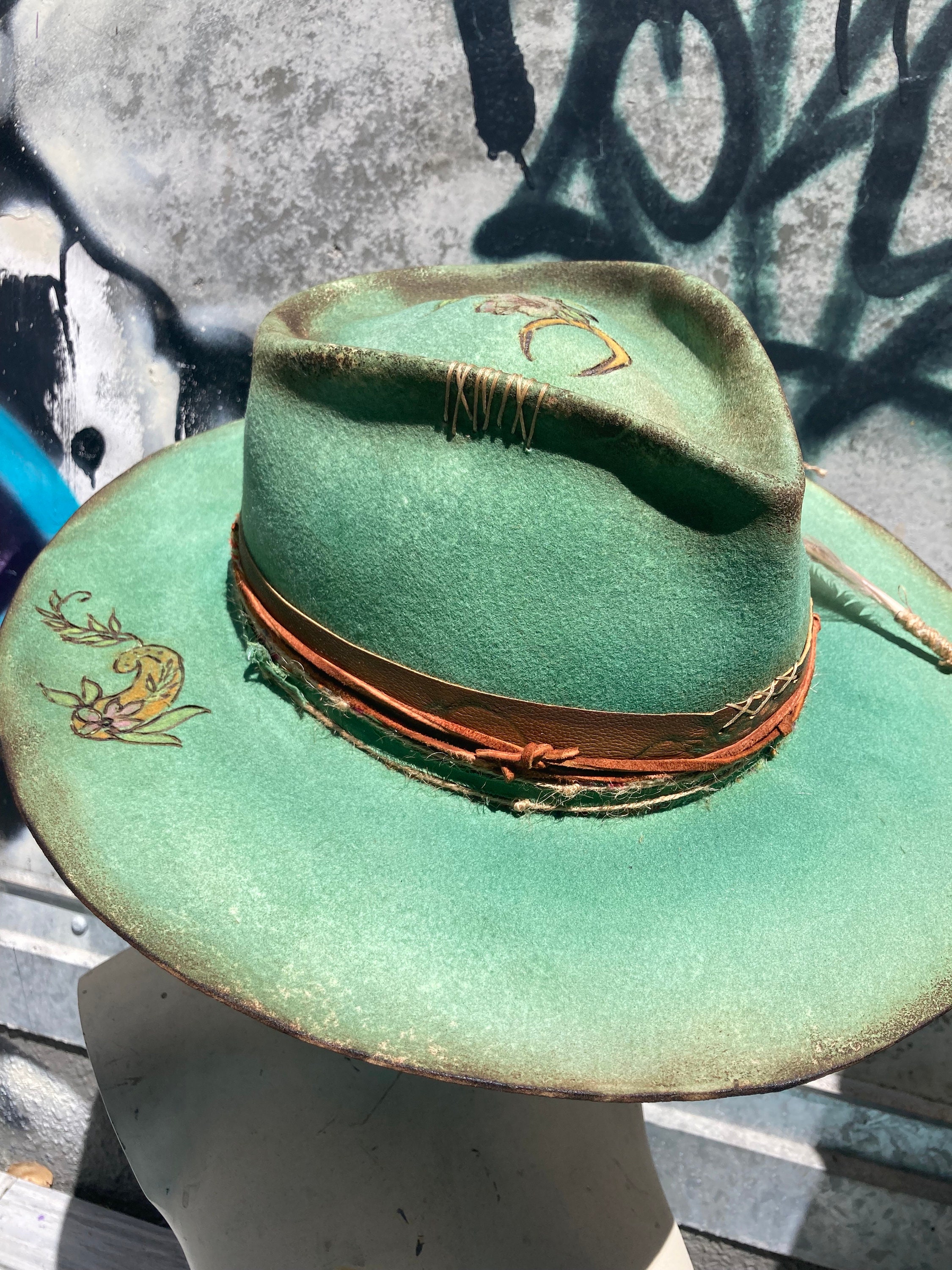 Burned Distressed Custom Festival Hat - Etsy