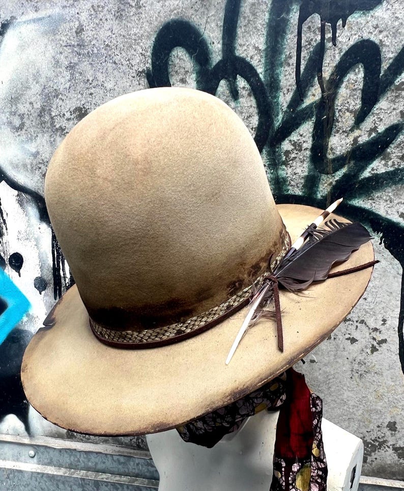 VAGABOND Vintage Resistol Custom Fur Felt Open Crown Hat - Etsy