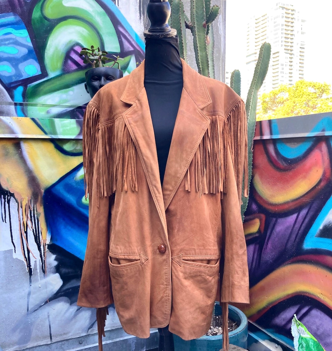 Buckskin Leather Fringe Jacket Vintage - Etsy