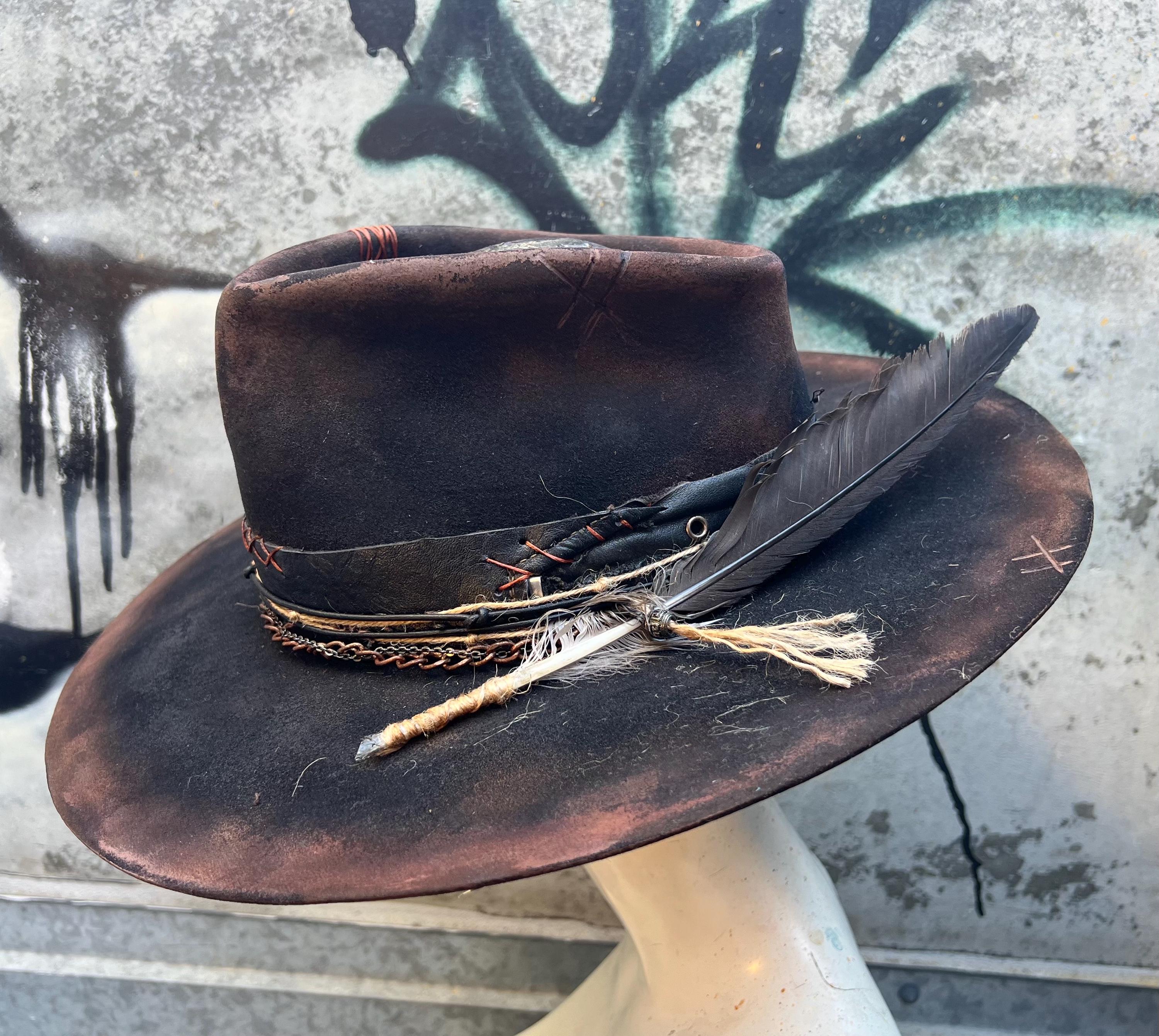 BAD to the BONE Custom Vintage Distressed Cowboy Hat - Etsy