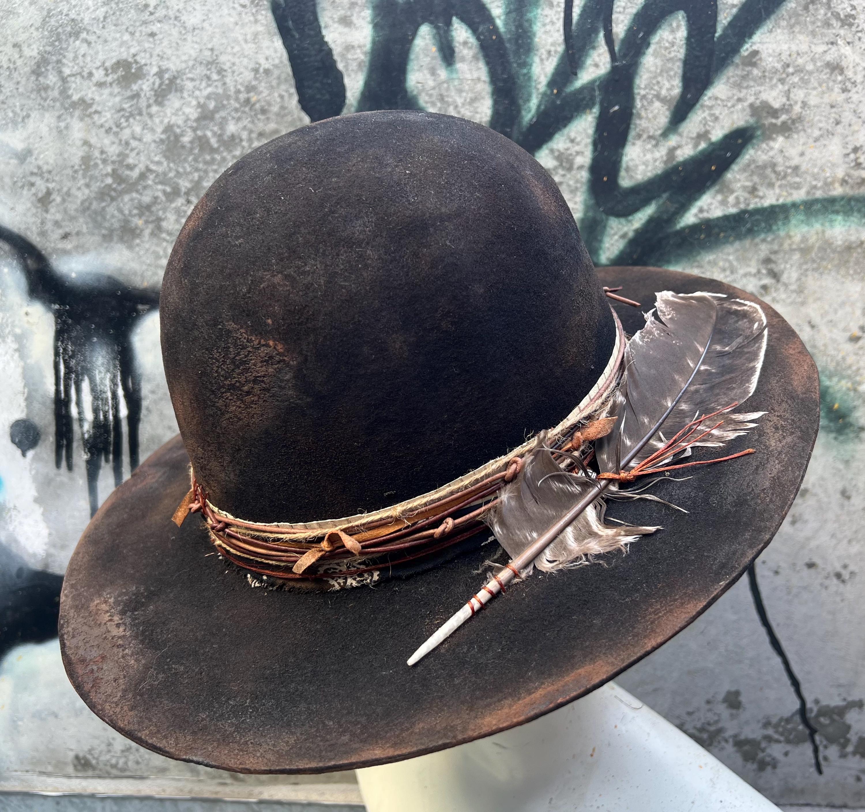 OUTLAW Distressed Open Crown Vintage Style Western Hat - Etsy