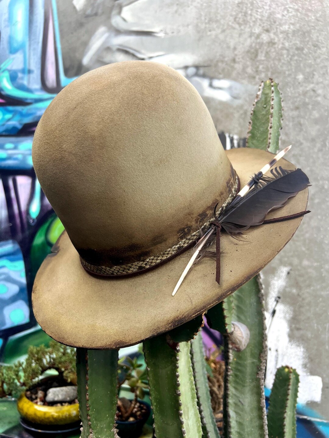 VAGABOND Vintage Resistol Custom Fur Felt Open Crown Hat - Etsy