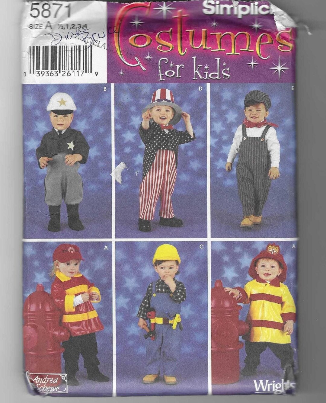 Uncut Simplicity Costumes for Kids , Simplicity #5871, Toddler Sizes 1 ...