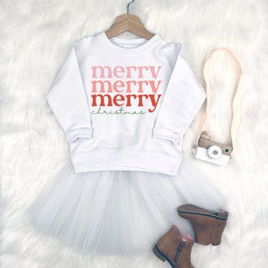 Merry Sweatshirt for Kids, Toddler Girl Christmas Sweater, Holiday ...