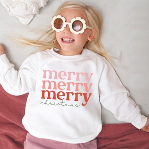 Merry Sweatshirt for Kids, Toddler Girl Christmas Sweater, Holiday ...
