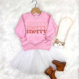 Merry Sweatshirt for Kids, Toddler Girl Christmas Sweater, Holiday ...