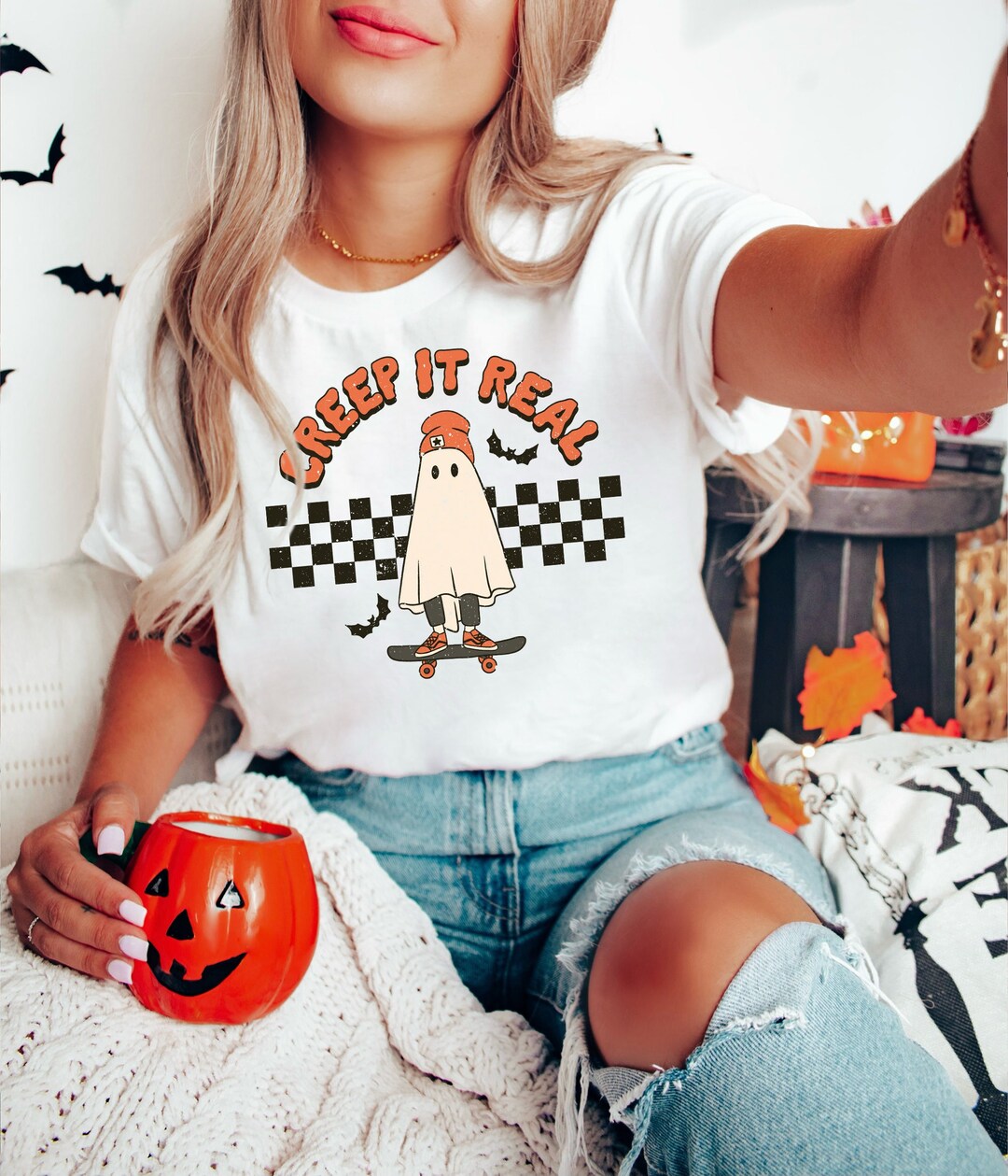 Creep It Real Shirt, Halloween Shirts, Spooky Season Ghost Tee, Cute ...