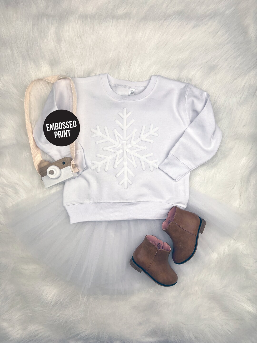 Kid's Puff Print Snowflake Sweatshirt, Christmas Shirt, Embossed ...