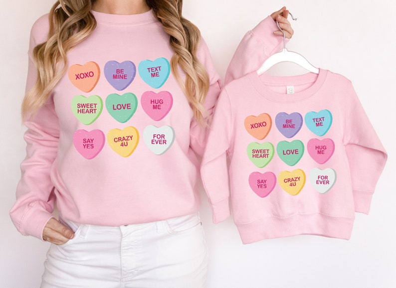 Candy Hearts Shirt, Valentines Day Mommy and Me Outfits, Valentines Day ...